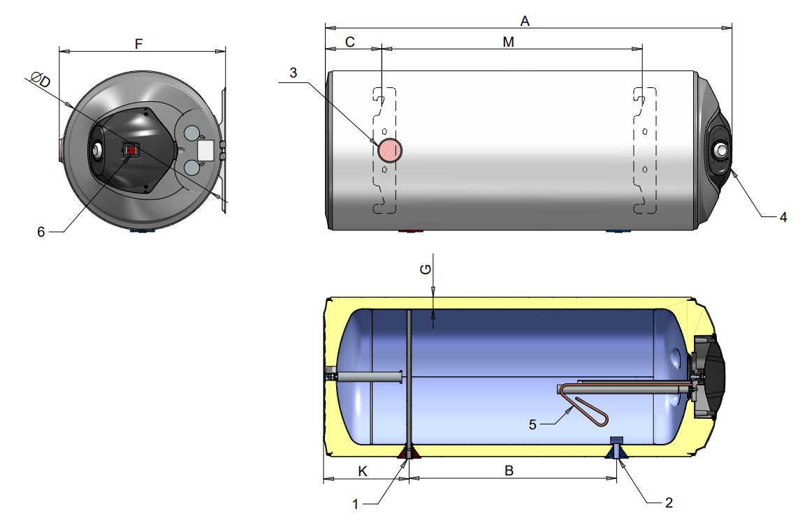 120 liter Horizontale Eldom Elektrische Boiler rechteraansluiting ...